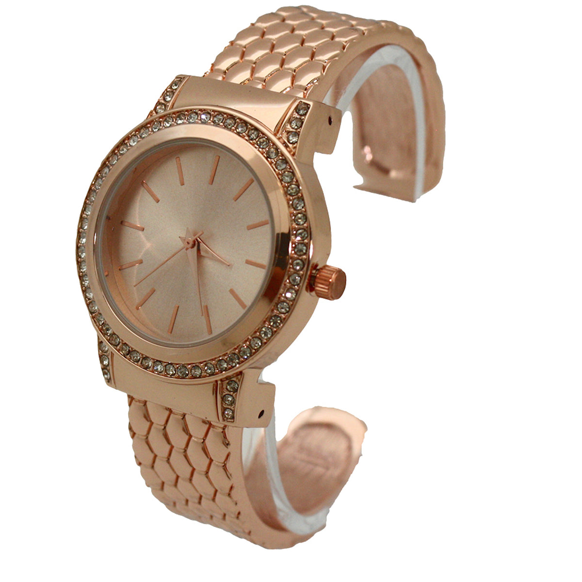 6 Rhinestones & Metal Cuff Bangle Watch – Time World